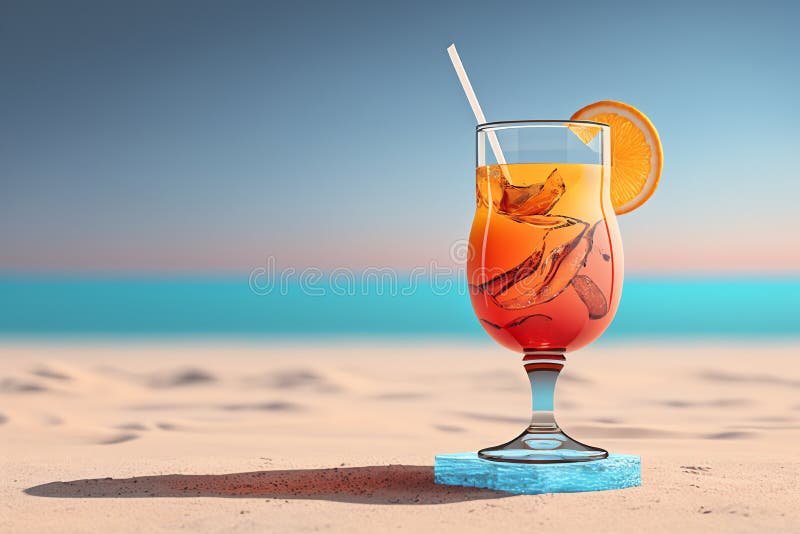 Cocktail on a Beach. Cold Drink on Beatiful Coast Beach with Calm Sea ...