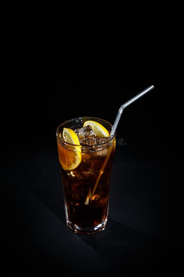 Cocktail on a Black Background Stock Photo - Image of fruit, orange ...