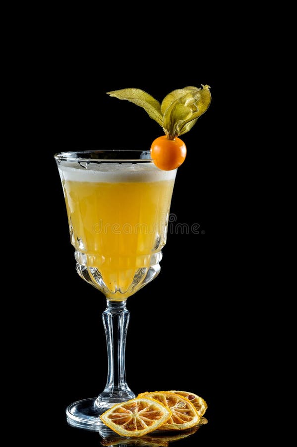 Cocktail on a Black Background Stock Image - Image of juice, reflection ...