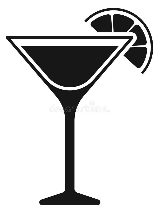 Cocktail Icon. Black Summer Drink Black Symbol Stock Illustration ...