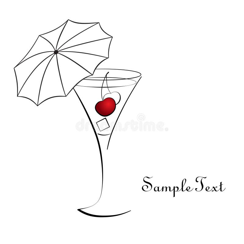 Cocktail with cherry stock vector. Illustration of color - 28232734