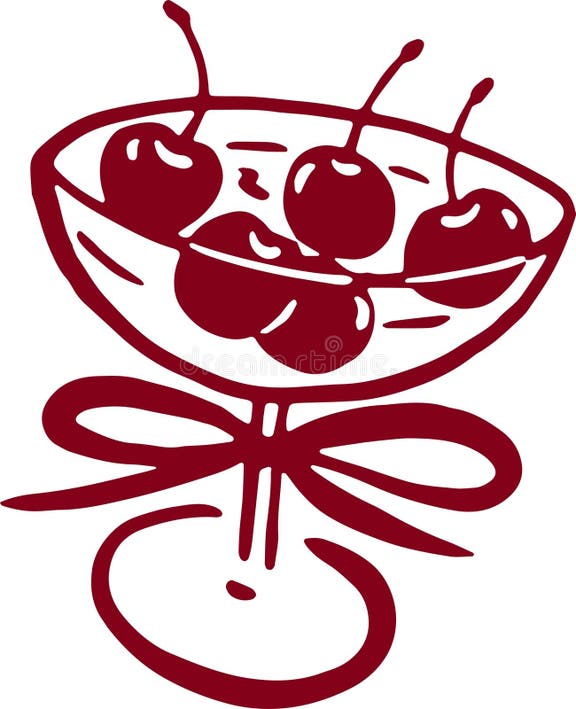 Cocktail with Cherry and Bow. Coquette Rococo Art Stock Illustration ...