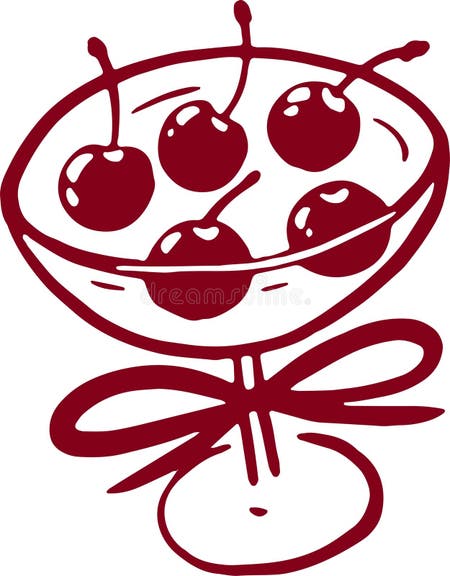 Cocktail with Cherry and Bow. Coquette Rococo Art Stock Illustration ...