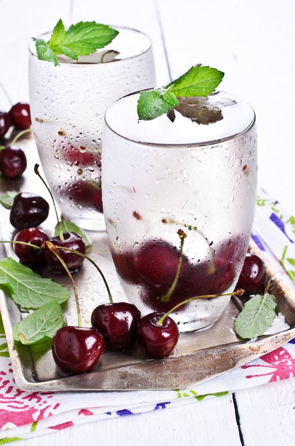 Cocktail with cherry stock image. Image of frozen, cocktail - 55728693