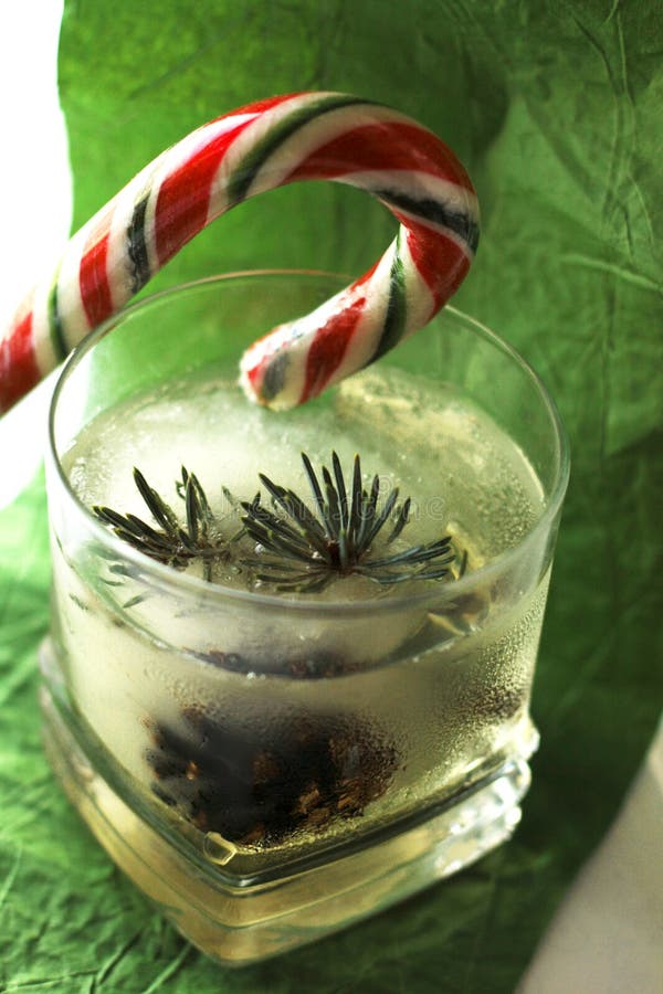 Cocktail with a Christmas Tree and a Christmas Candy Stock Photo ...