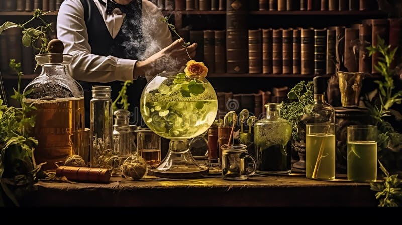 A Cocktail Class and Macking Juice .Generative AI Stock Illustration ...