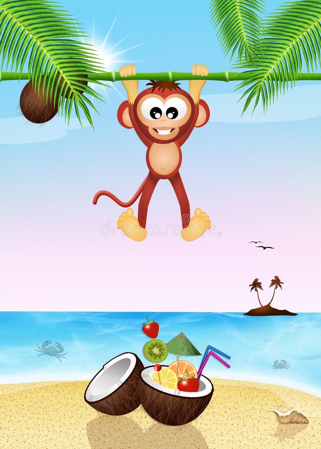 Monkey Coconut Tree Stock Illustrations – 245 Monkey Coconut Tree Stock ...