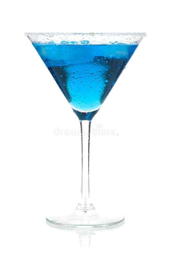 Blue Martini With Orange And Maraschino Stock Image - Image of water ...