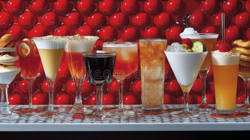 Cocktail Collection, a Variety of Mixed Drinks Stock Illustration ...