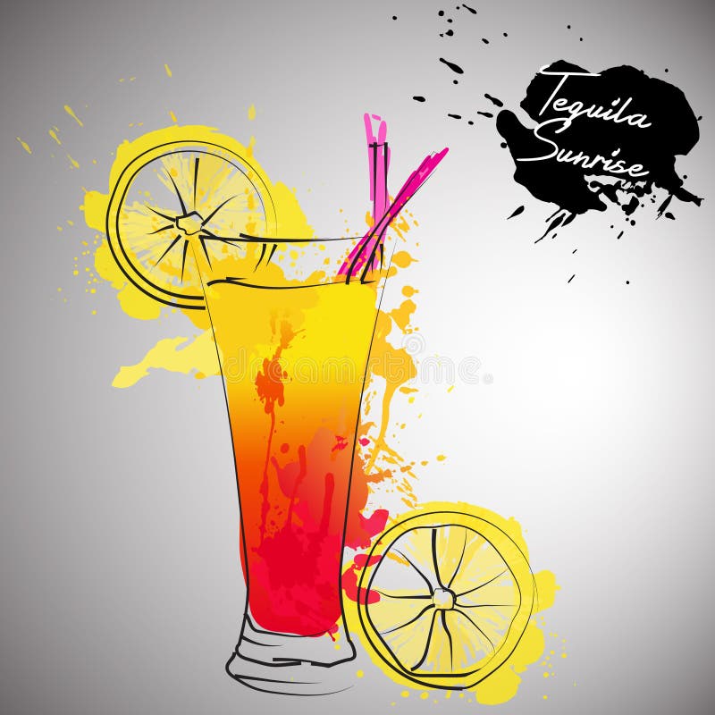 Cocktail with color splash stock illustration. Illustration of party ...