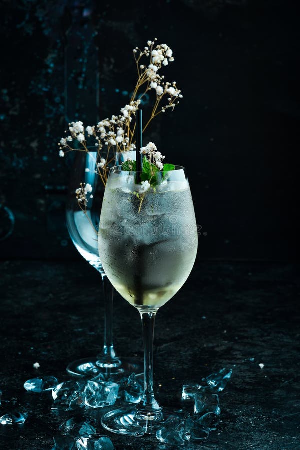 Cocktail. a Cooling Alcoholic with Mint in Acocktail Glass. Stock Image ...