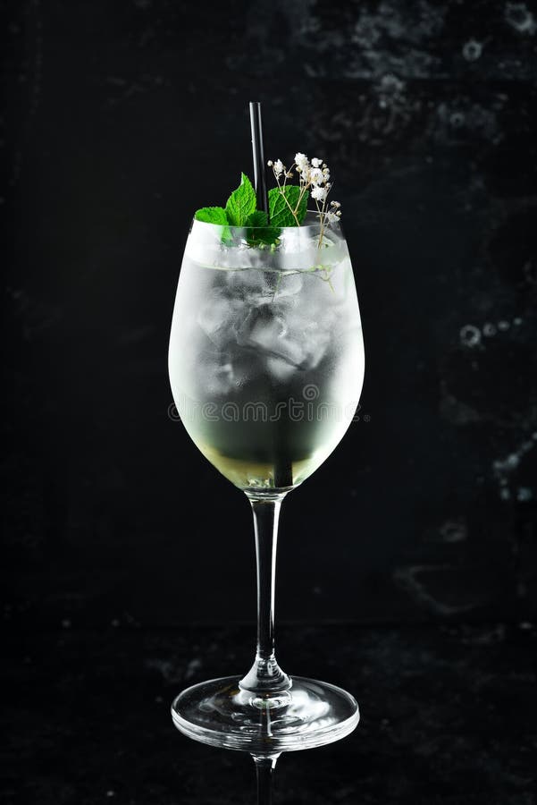 Cocktail. a Cooling Alcoholic Cocktail with Mint in a Glass Stock Photo ...