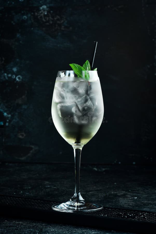 Cocktail. a Cooling Alcoholic Cocktail with Mint in a Glass Stock Photo ...