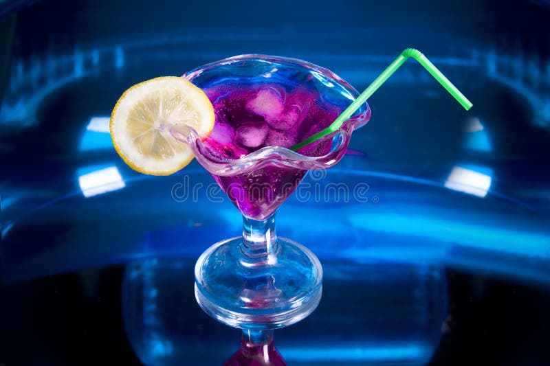 Cocktail drink on blue stock image. Image of cold, juice - 13368389