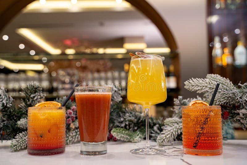 Cocktail Drinks with a Christmas Season Theme Stock Photo - Image of ...