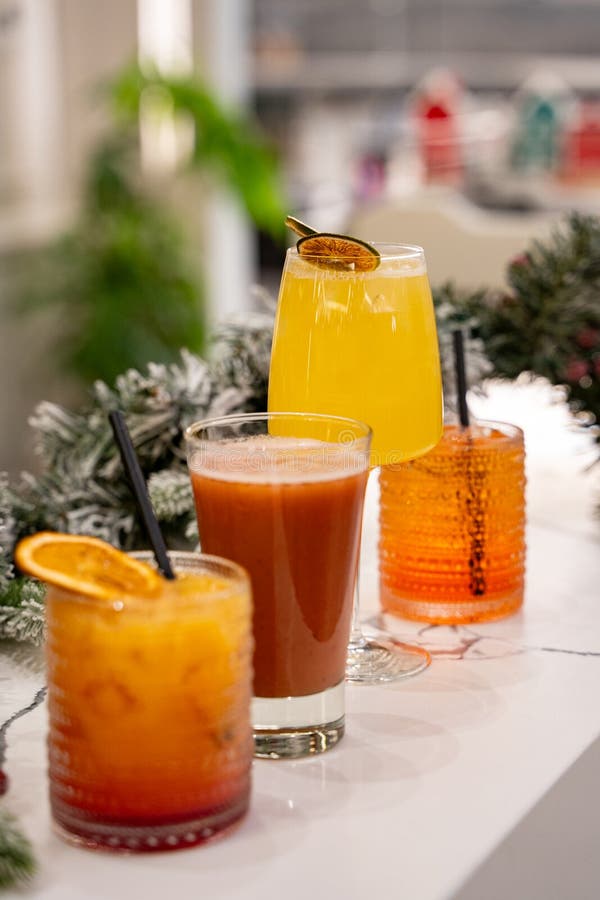 Cocktail Drinks with a Christmas Season Theme Stock Photo - Image of ...