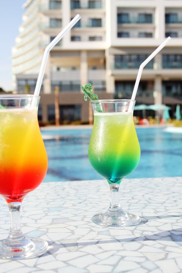 Cocktail Drinks Poolside stock photo. Image of cocktail - 61176584