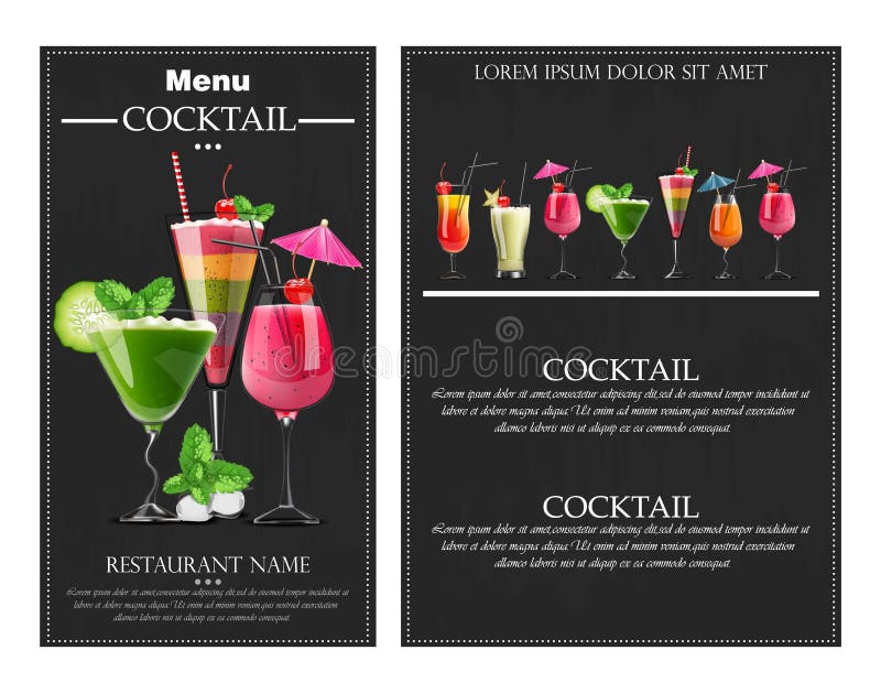 Cocktail Drinks Vector Realistic Banner Flyer Layout. Night Party ...