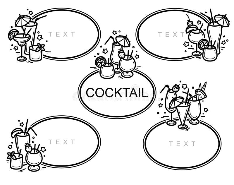 Cocktail Elements and Frame Set. Cocktail Icon Collection Stock ...