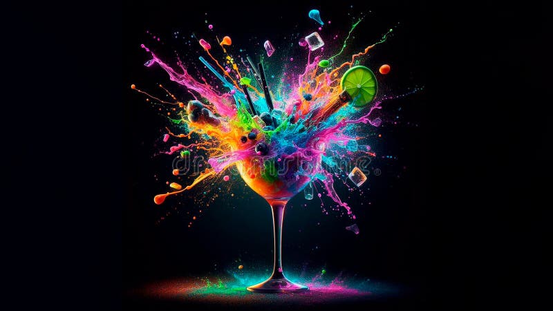 Cocktail Explosion in a Glass. Generated AI Stock Illustration ...
