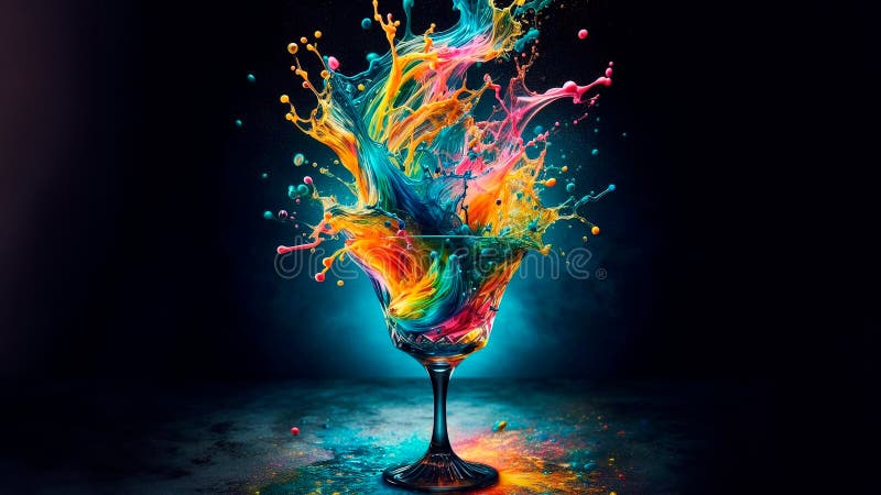 Cocktail Explosion in a Glass. Generated AI Stock Illustration ...