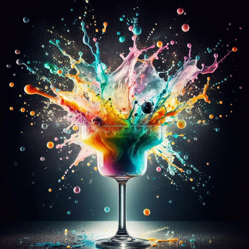 Cocktail Explosion in a Glass. Generated AI Stock Illustration ...