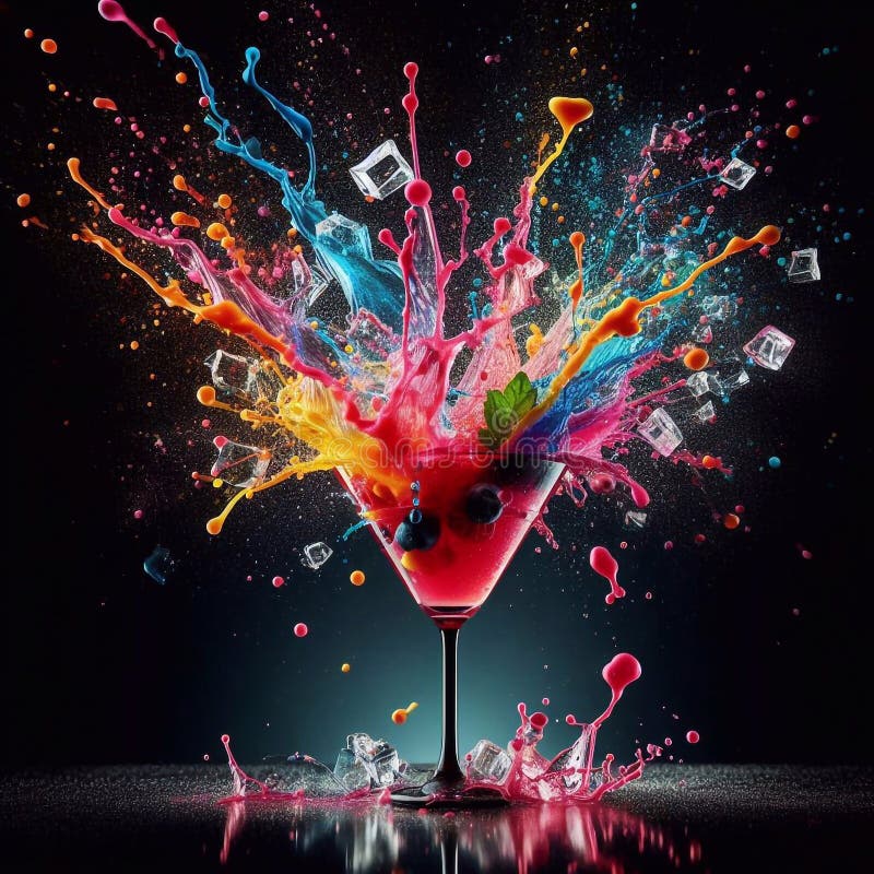 Cocktail Explosion in a Glass. Generated AI Stock Illustration ...