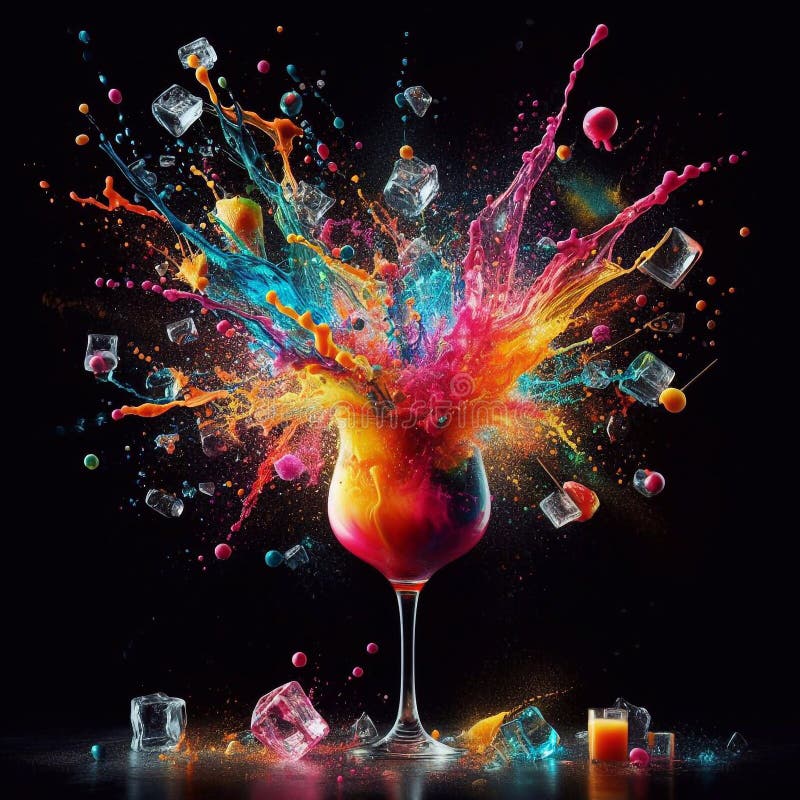 Cocktail Explosion in a Glass. Generated AI Stock Illustration ...