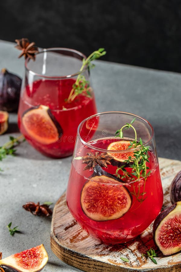 Cocktail Fig. Autumn or Winter Fig Drink. Vertical Image. Top View ...