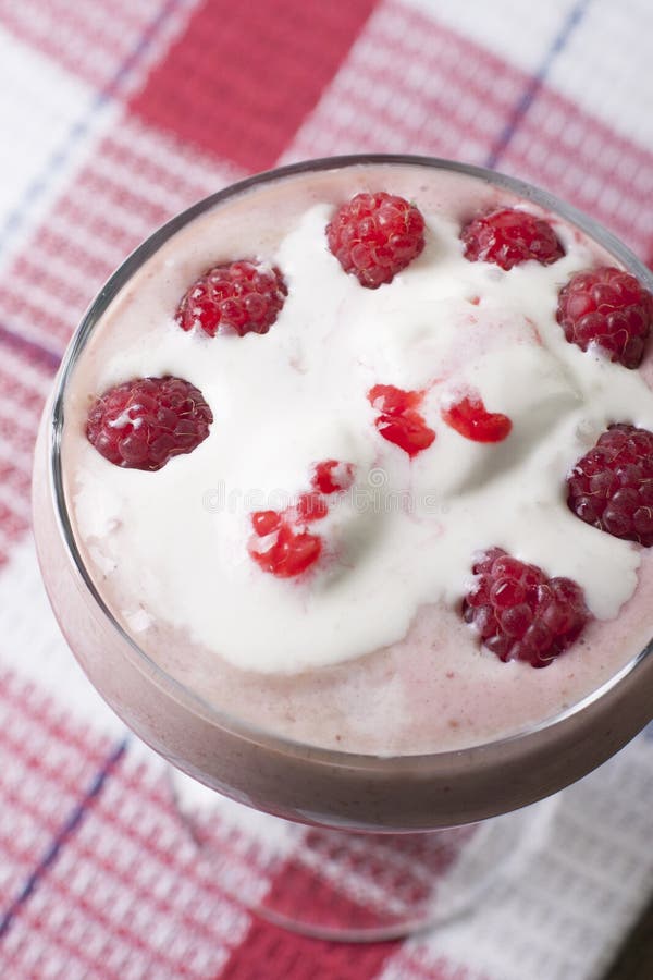 Cocktail of and Fresh Raspberries with Yogurt Stock Image - Image of ...
