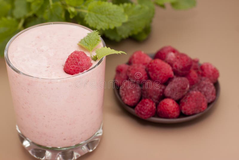 Cocktail of Frozen Raspberry with Yogurt . Stock Image - Image of juice ...