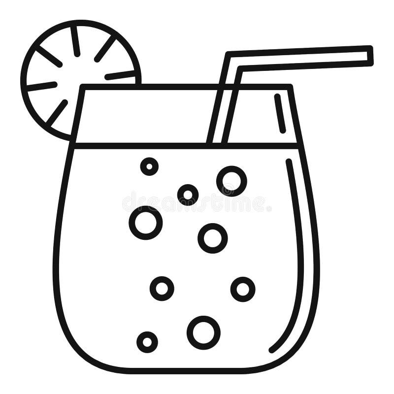 Cocktail Thin Line Icon. Alcohol Drink With Lemon Vector Illustration ...