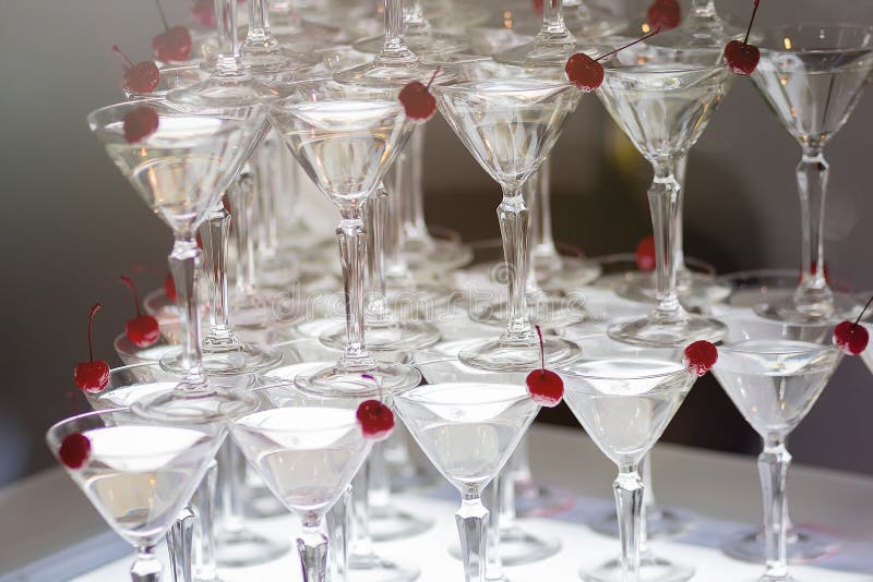 Cocktail Glasses Arrangement in a Form of Pyramid Stock Photo - Image ...