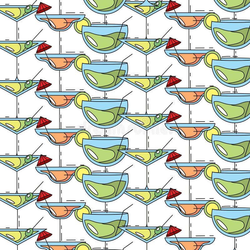 Cocktail Glasses Pattern. Vector Stock Illustration - Illustration of ...
