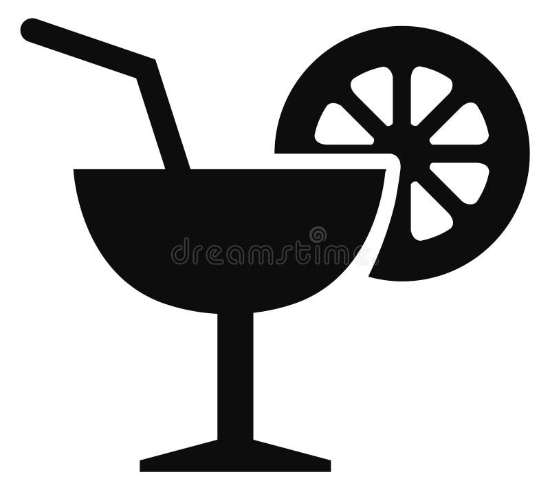 Cocktail Icon. Black Summer Drink Black Symbol Stock Vector ...