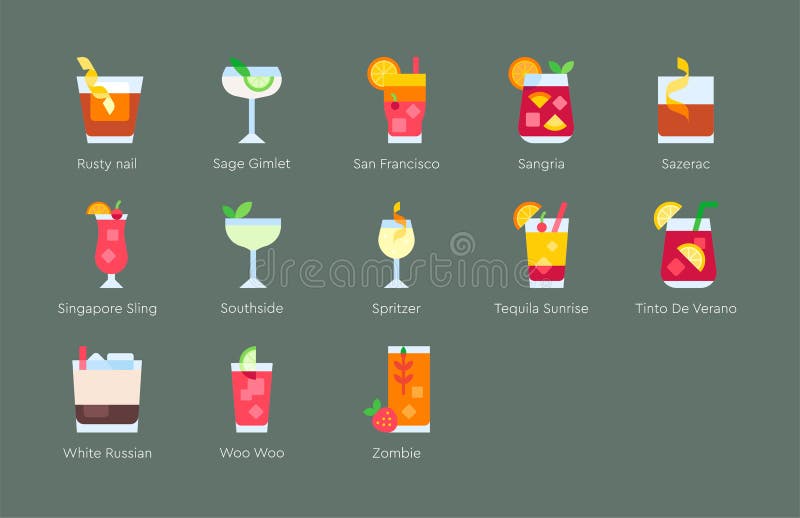 Southside Cocktail Icon Alcoholic Mixed Drink Vector Stock Vector