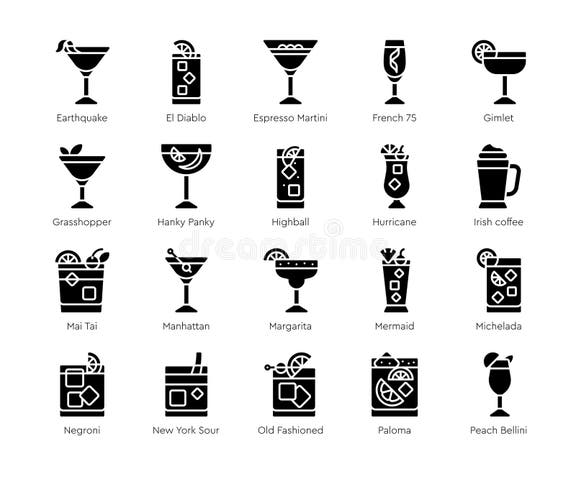 Cocktail Icon Set 4, Alcoholic Mixed Drink Vector Stock Vector ...