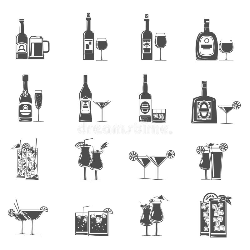 Cocktail Icons stock vector. Illustration of stir, olive - 60613846