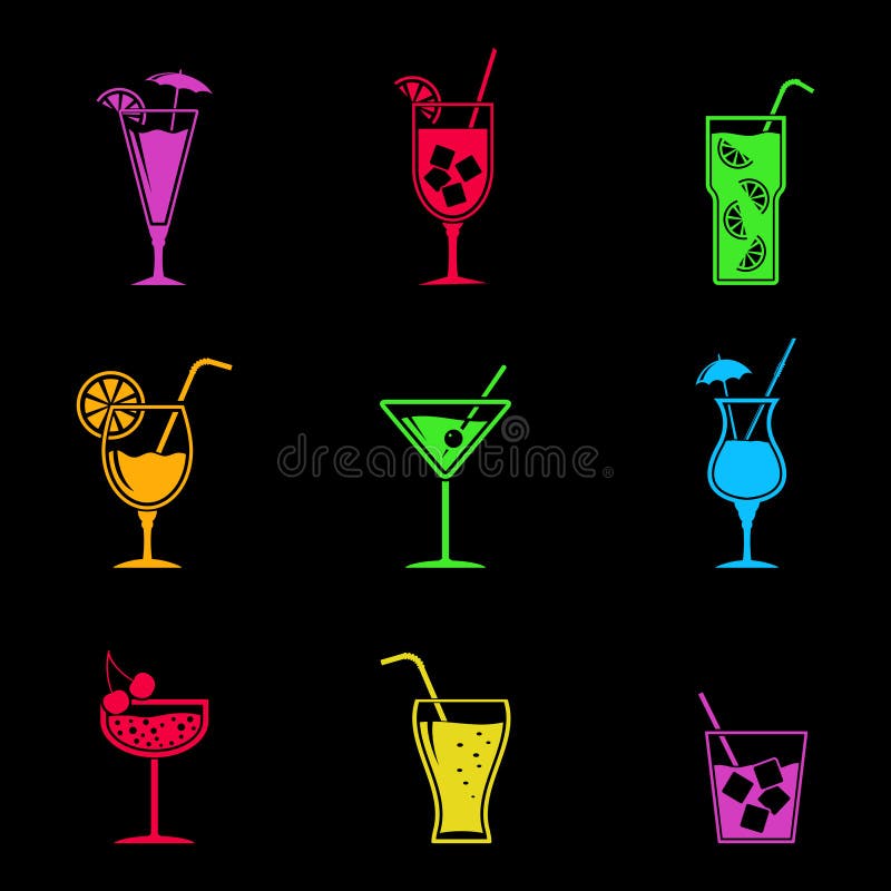 Cocktail Icons stock vector. Illustration of stir, olive - 60613846