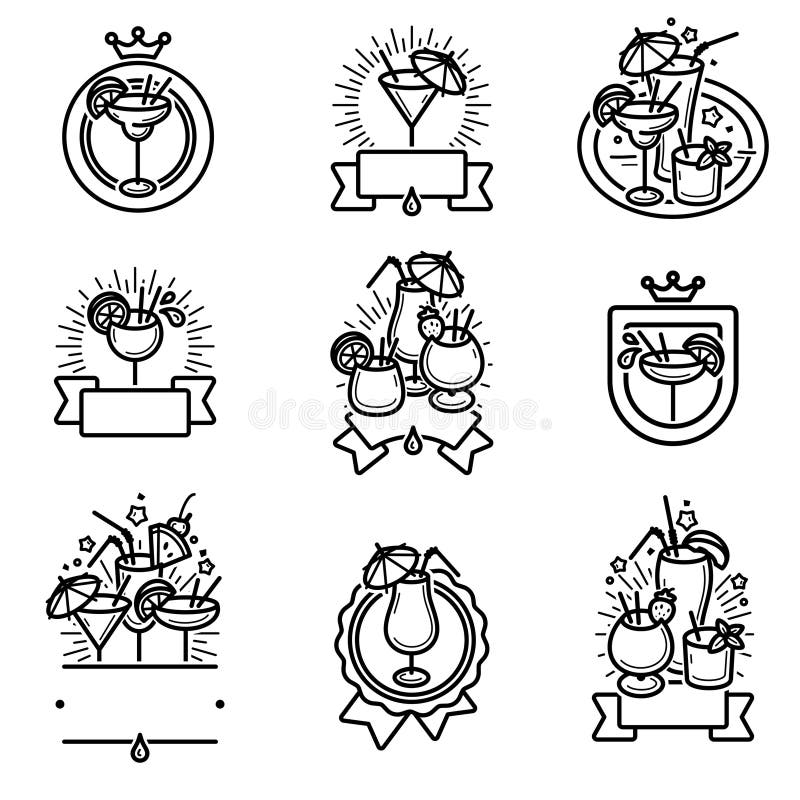 Cocktail Labels and Icon Set. Collection Icon Cocktail Stock Vector ...