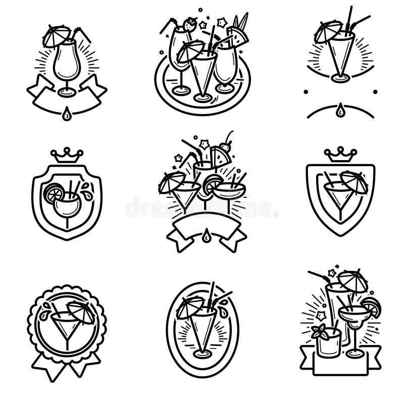 Cocktail Labels and Icon Set. Collection Icon Cocktail Stock Vector ...