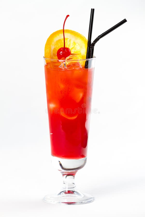 Cocktail with Lemon and Cherry Stock Photo - Image of cuisine, healthy ...