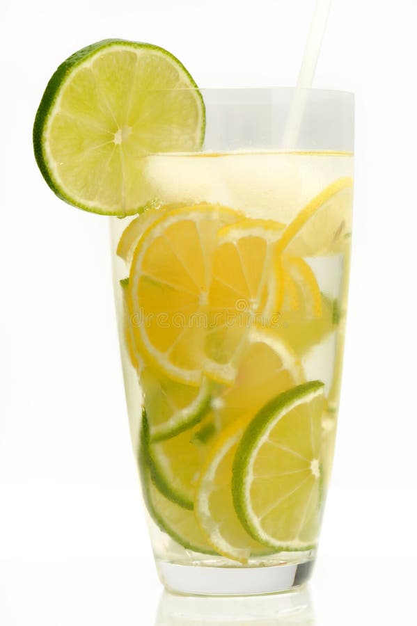 Cocktail with Lemon and Lime Stock Image - Image of health, exterior ...