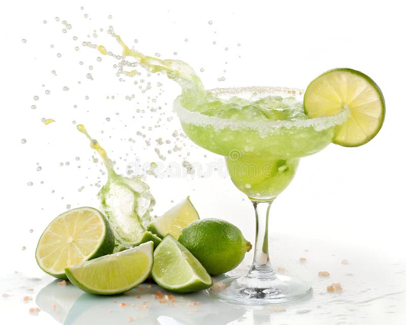 Cocktail with Lime and Ice Creating a Splash Stock Illustration ...