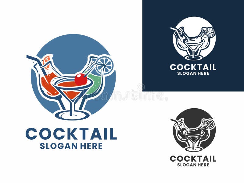 Cocktail Logo Design Vector Vintage. Cocktail Glass Vector Retro Design ...