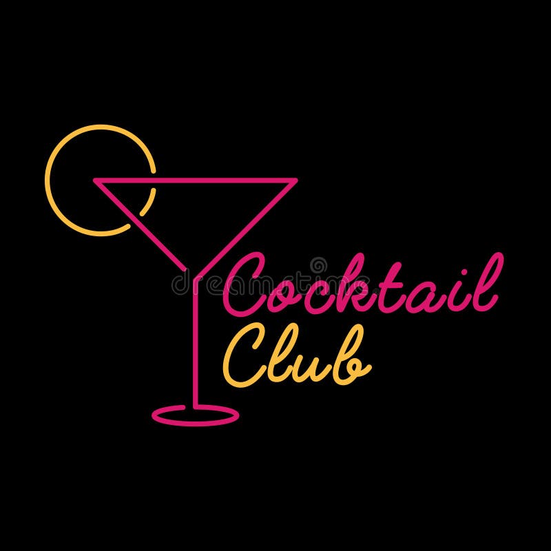 Cocktail Logo Vector Template with Neon Style.ai Stock Vector ...