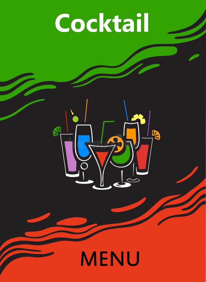 Cocktail menu cover stock illustration. Illustration of flat - 87890863