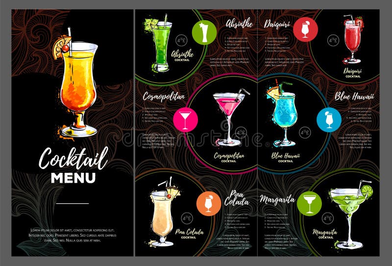 Cocktail menu design stock vector. Illustration of paper - 80777871