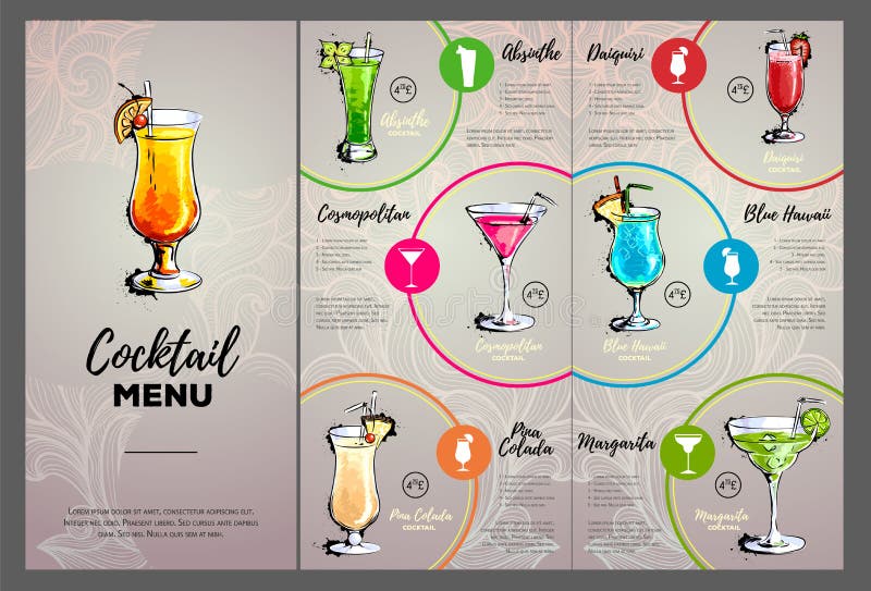Cocktail menu design stock vector. Illustration of blue - 80433760