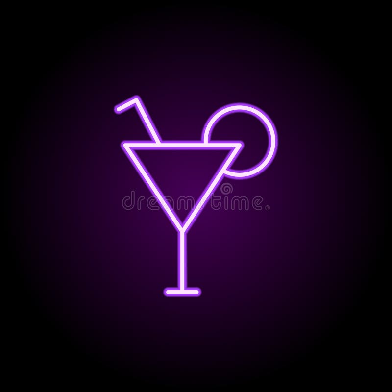 Cocktail Neon Icon. Elements of Hotel Set Stock Illustration ...